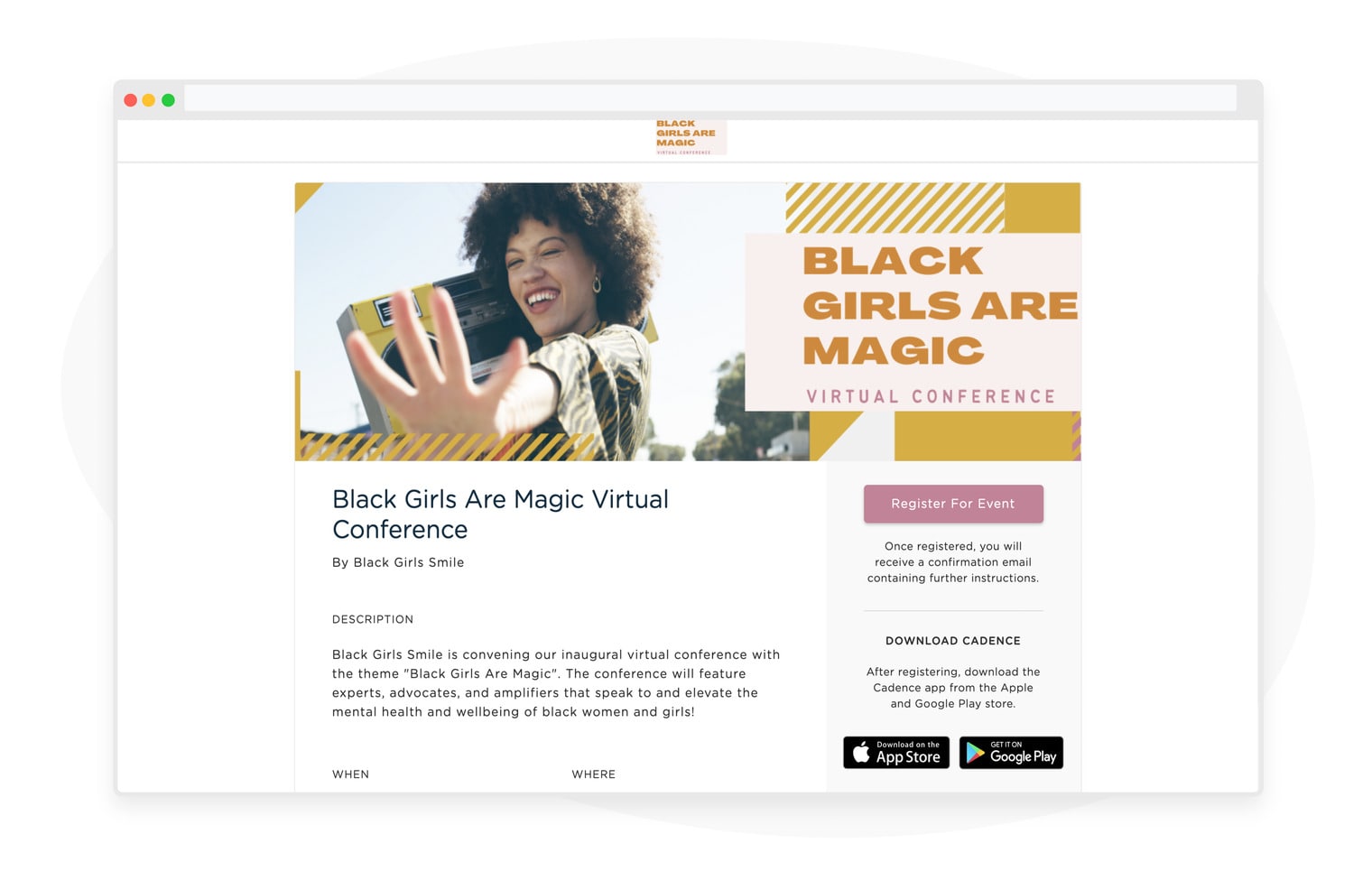 Black Girl Smiles' First Virtual Conference - Cadence